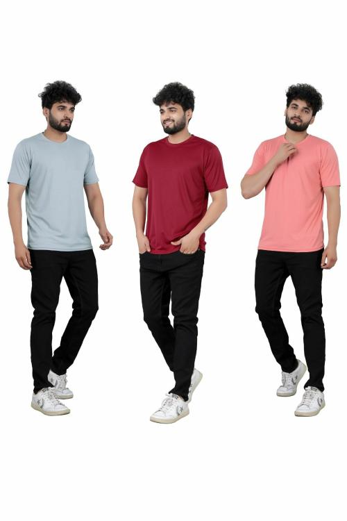 Buy Unianta Cotton Blend Half Sleeves Round Neck Regular Fit Solid T ...