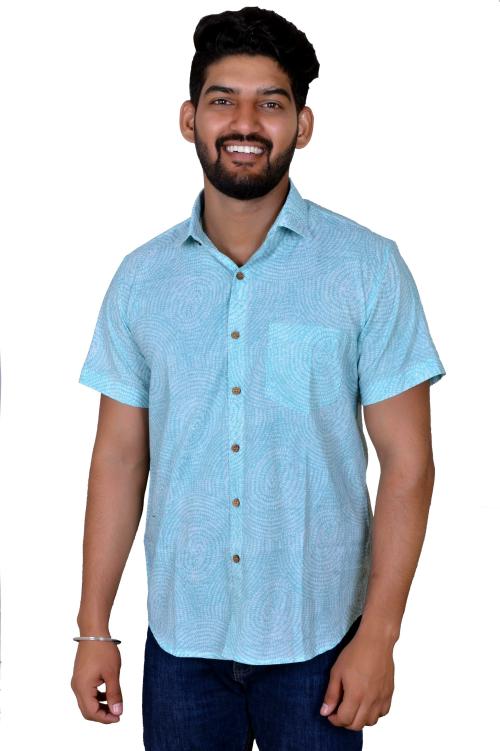 Buy TMF THE MEERU FASHION Men Printed Casual Light Blue Shirt Online at ...