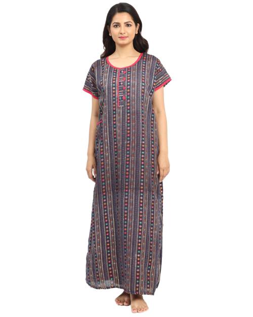 Buy RnP Womens Cotton Foil Nighty (Blue) Online at Best Prices in India - JioMart.
