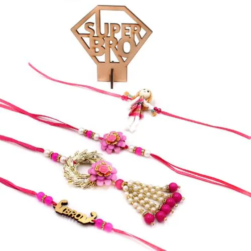 Buy QUVYARTS Rakhi for Brother and Bhabhi with Super Bro Trophy, Kids ...
