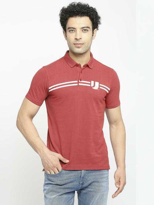 Buy Underjeans by Spykar Men Premium Cotton Brick red Polo T-shirt Online at Best Prices in ...
