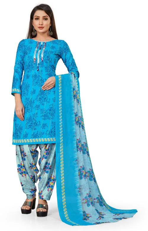Buy GEE NEXT CREATION BELIEVING IN NEXT Women Light Blue Floral Crepe Single Unstitched Dress ...