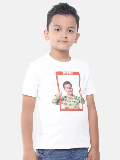 Buy Pipin Boys White Printed Pure Cotton T Shirt (2-3 Years) Online at ...