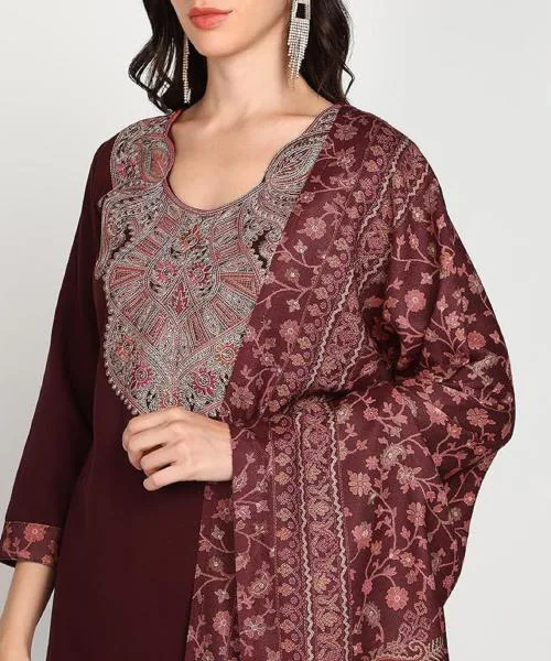 Buy Jayri Women's Woolen Unstitched Printed Suit Material with ...