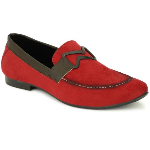 Buy FLADA SHOE Men's Red Suede Slip-On Casual Loafers 6 Online at Best ...