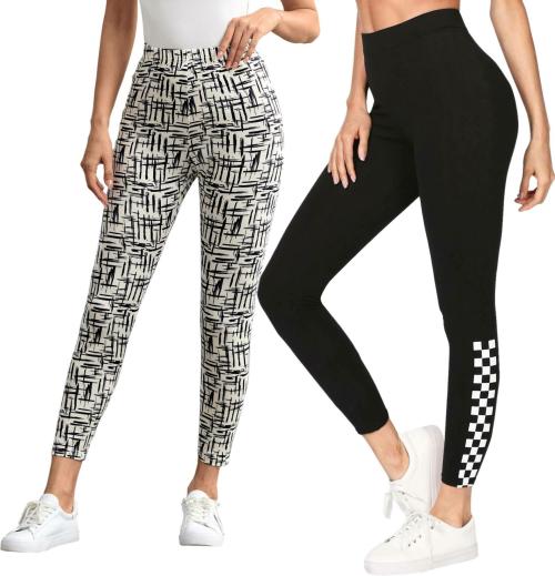 Buy ALISBA Women Multicolor Printed Lycra Blend High Rise Jeggings (L ...