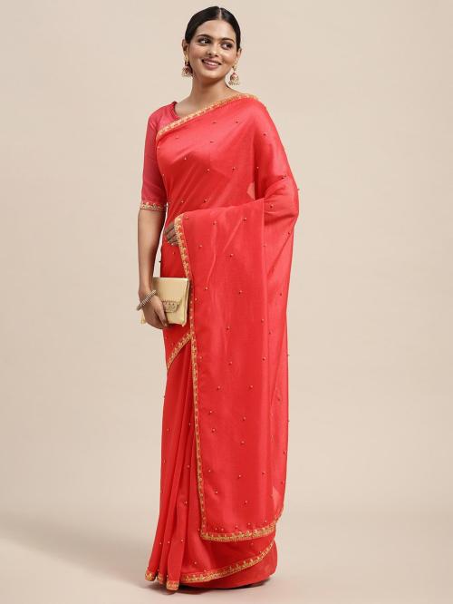 Buy AKSHARAM Women Pink Embroidered Georgette Bollywood Saree Online at ...