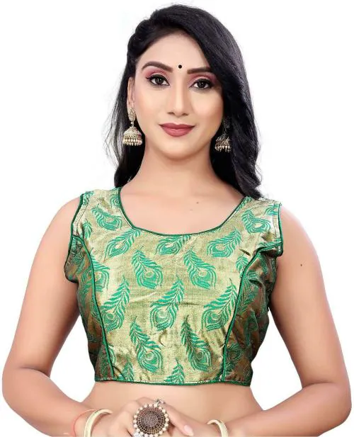 Buy Hyphoria Women Green Jacquard Printed Blouse Online at Best Prices ...