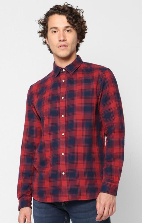 Buy Celio Red Regular Fit Double Cloth Shirts Online at Best Prices in ...