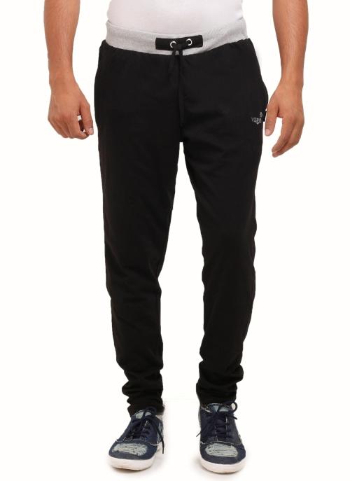 Buy Vego Men Black, Grey Cotton Zipper Track Pant Online at Best Prices ...