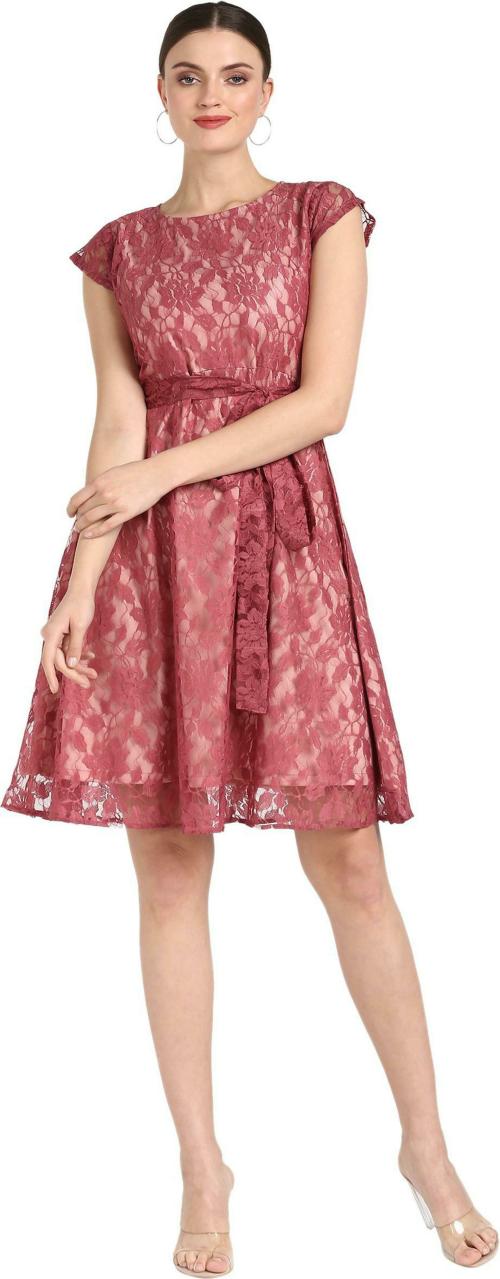 Buy Serein Women Pink Lace Lace Single Dresses Online at Best Prices in ...