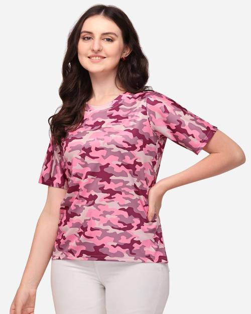 Buy 14 Fab Women Poly Cotton Fabric Printed Wine Color top For women ...