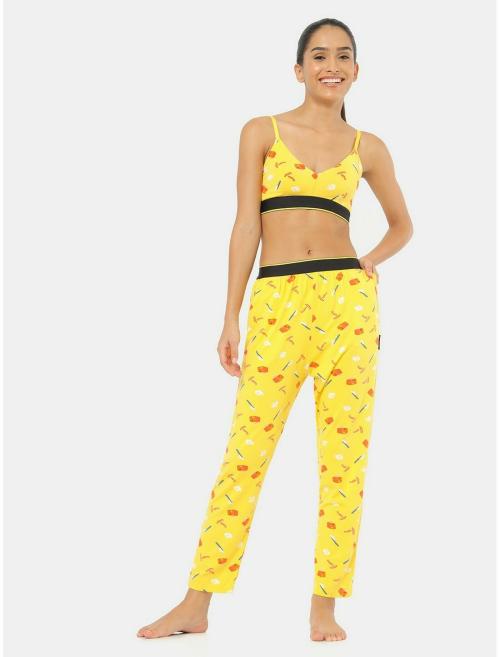 Buy Bummer Brekkie Yellow Printed Modal 24/7 Pyjamas for Women Online ...