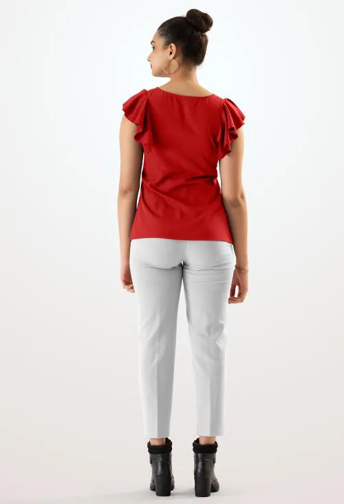 Buy AASK Solid & Plain Crape Red Color top Online at Best Prices in ...
