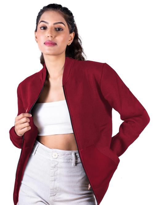 Buy Leotude Women's Regular Fit Bomber Jacket (Color: Maroon) Online at Best Prices in India ...