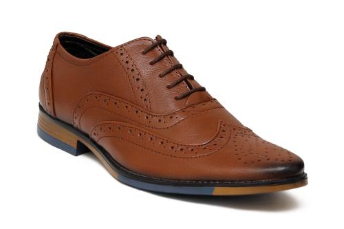 Buy Aramish Men's Tan Genuine Formal Leather Brogue Shoe (Tan) Online ...