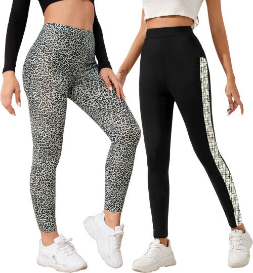 Buy Alisba Women Multicolor Self Design Lycra Blend Pack Of 2 Jegging ...