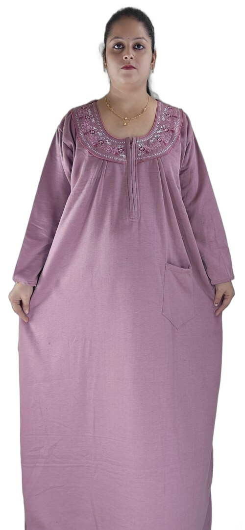 Buy Bindass Female Collection Women Pure Heavy Woolen Fleece Nighty with attracting Embroidery ...