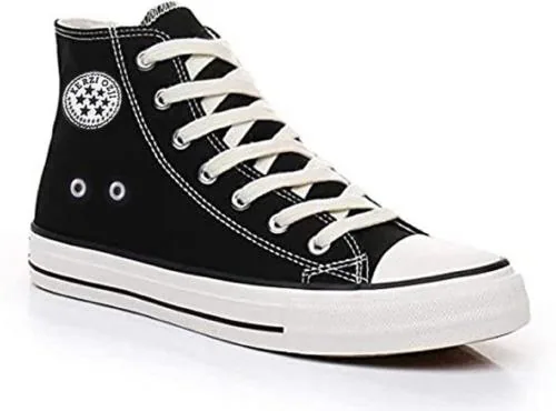 Buy OZJI Premium Fabric High top Flats Sole Casual Shoes For Men (Black ...