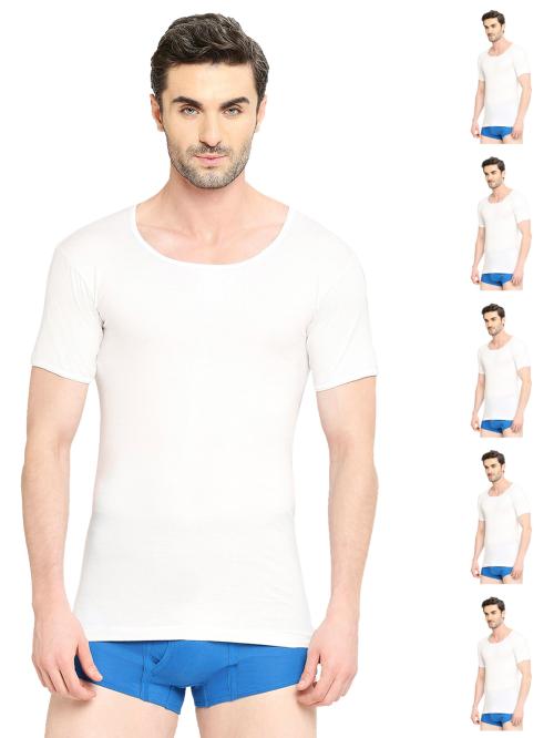 Buy VIP Supreme Men's Round Neck Half Sleeve 100% Cotton White Vest ...