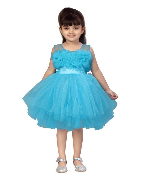 Buy Aarika Girls Firozi Round Neck Solid Frock Online at Best Prices in ...