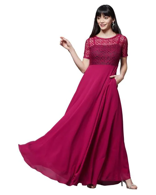 Buy Miss Chase Women Dark Pink Solid Polyester Single Dress Online at Best Prices in India ...