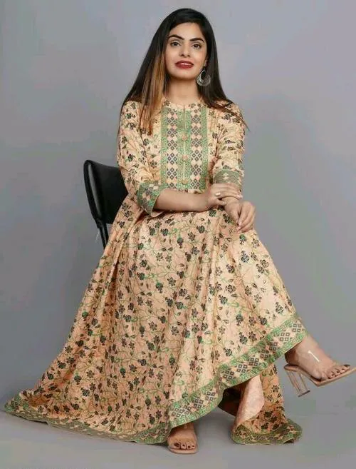 Buy Sa Rasa Women Multicolor Printed Viscose Rayon Anarkali Kurta ...