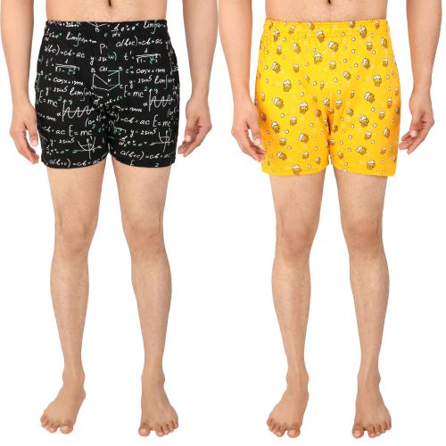 Buy Southcity Graphic Print Men Black, Yellow Boxer Shorts Online at ...