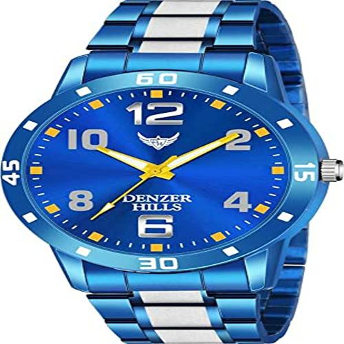 Buy DENZER HILLS Mens Big Face Stainless Steel Analog Quartz Watches ...