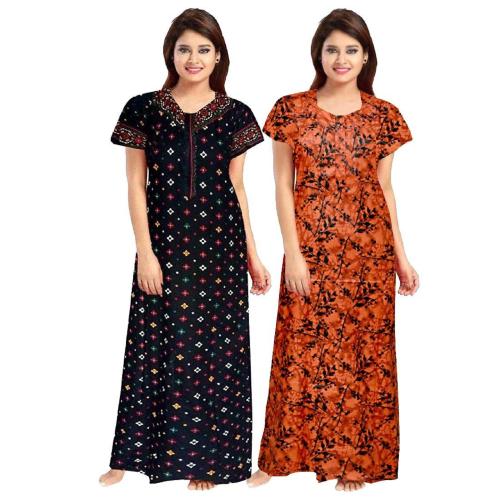 Buy DEEYA M New Design Cotton Short Sleeve Printed Nighty Combo for ...