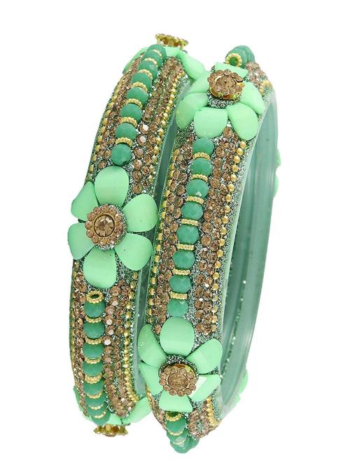 Buy NMII Glass with Zircon Gemstone and Beads Studded Flower Design ...