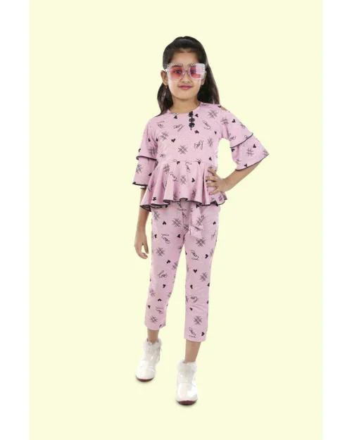Buy Burbn Girls Pink All Over Print Jacquard Single Cord Sets Online at ...