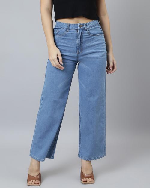 Buy Guti Women High Rise Ankle Length Blue Flared Jeans Online at Best ...