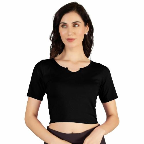 Buy Ad2Cart Women Black Cotton Va4123 Notch Neck Crop Top (S) Online at Best Prices in India ...