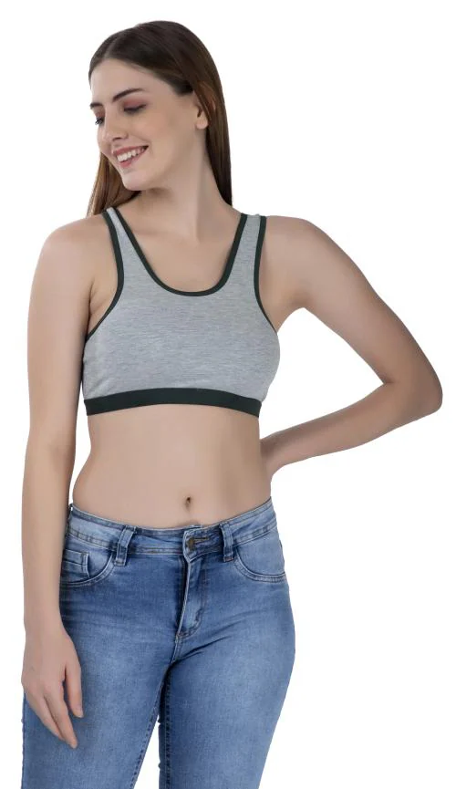 Buy FEMULA MARY Cotton Lycra Grey Sports Vest Bra for Girls & Women ...