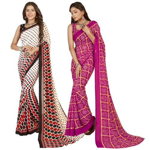 Buy Anand Women Multicolor3 Self Design Pattern Georgette Pack of 2 ...