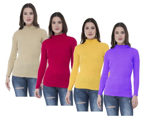 Buy IndiWeaves Women Woollen Warm Full Sleeves High Neck Skivvy (Pack ...