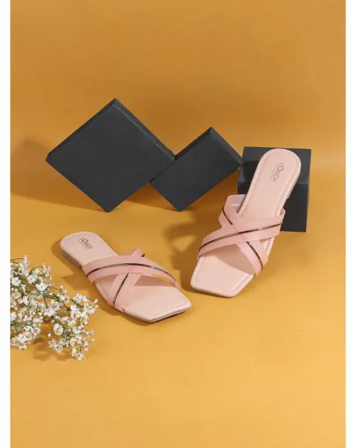 Buy TOUCH HEEL Transparent Flat Sandal|SIZE:-40|COLOUR:-Peach Online at ...