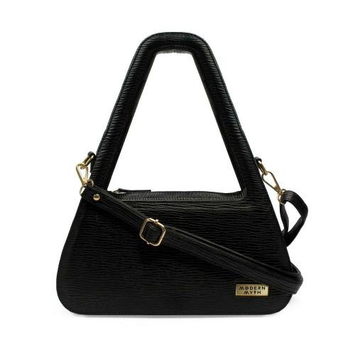 Buy SLICE Black Ribbed Triangle Shaped Handbag Online at Best Prices in ...