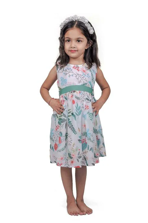 Buy TIOR Girls White Printed Cotton Dress (7-8 Y) Online at Best Prices ...