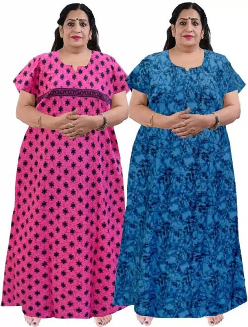 Buy DEEYA M New Stylish Cottton V Neck Printed Half Sleeve Pink and ...