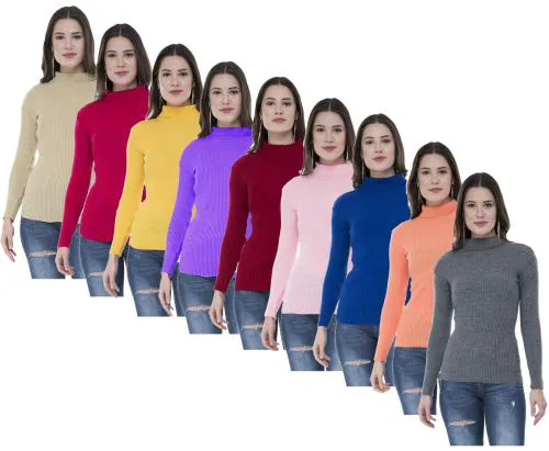 Buy IndiWeaves Women Woollen Warm Full Sleeves High Neck Skivvy (Pack ...