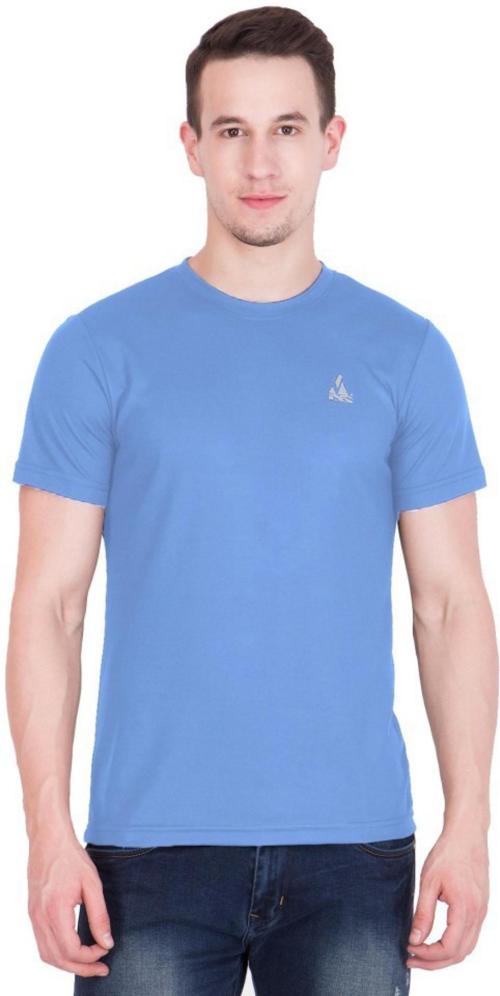 Buy Dsws Men Light Blue Solid Polyester T-Shirt (S) Online at Best ...