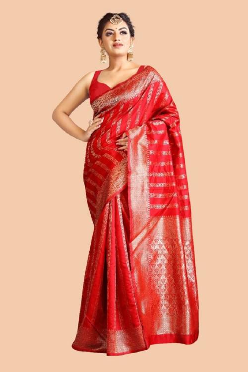 Buy PANETAR NEW LOOK BANARASI SILK JAQUARD SAREE FOR BRIDE Online at ...