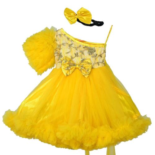 Buy TILISM Girls One Shoulder Full Flared Dress Yellow Online at Best ...