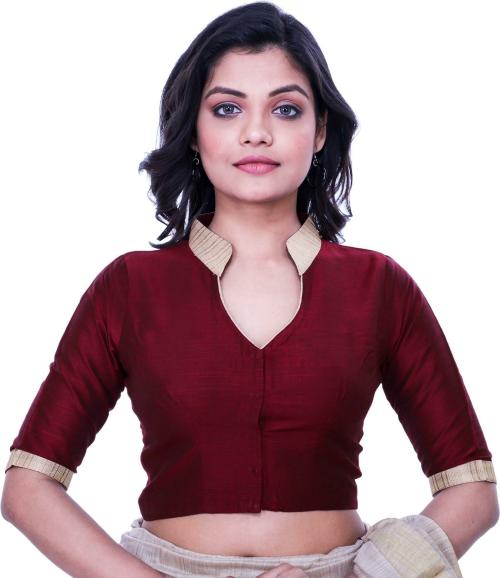 Buy RENE Women Maroon Woven Design 100% Cotton Blouse Online at Best ...