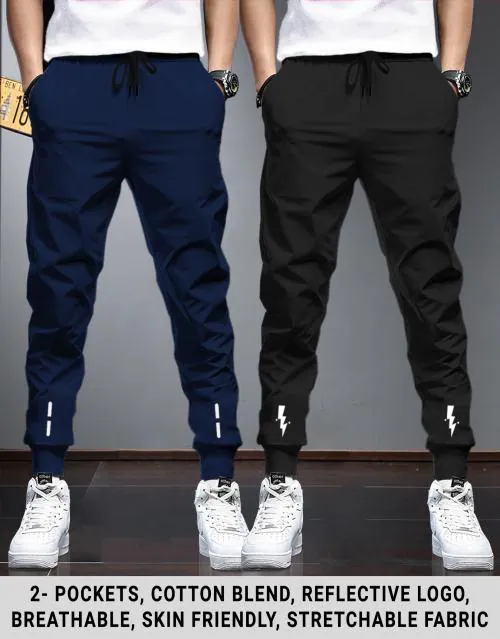 Buy Tripster Pack of 2 Men Solid Multicolor Track Pants Online at Best ...