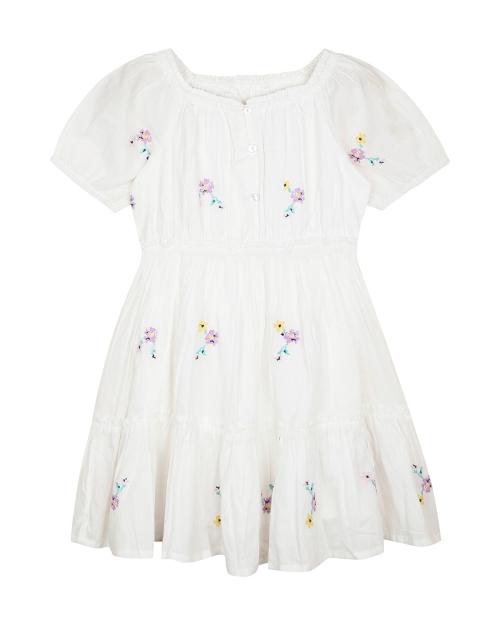 Buy Budding Bees Girls All Over Embroidered Dress-Off White Online at Best Prices in India ...