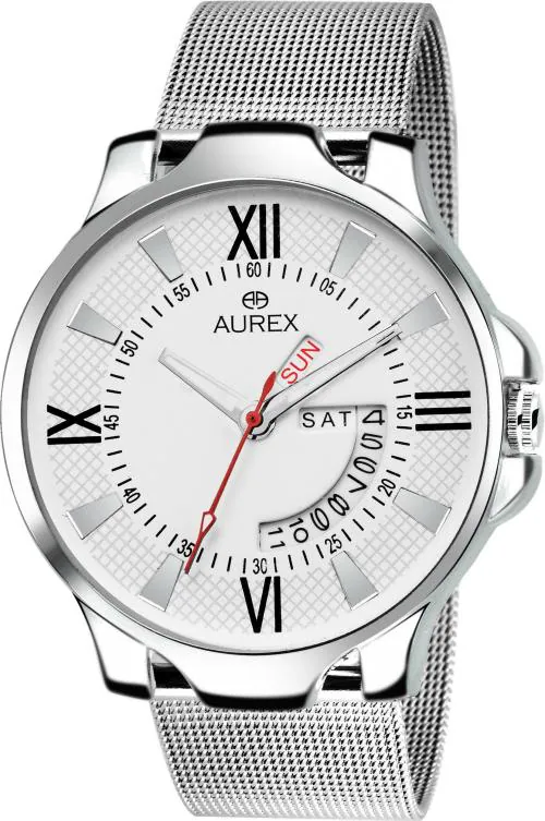 Buy Aurex Analog White Dial Silver Strap Watch For Men - (Ax-Gr129-Whc ...
