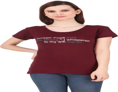 Buy High Seas Women Maroon Printed Cotton Blend Round Neck T-Shirts XL Online at Best Prices in ...